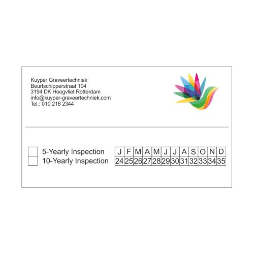 Keuringssticker met eigen logo - 5 of 10 jaar inspectie - Kuyper ...
