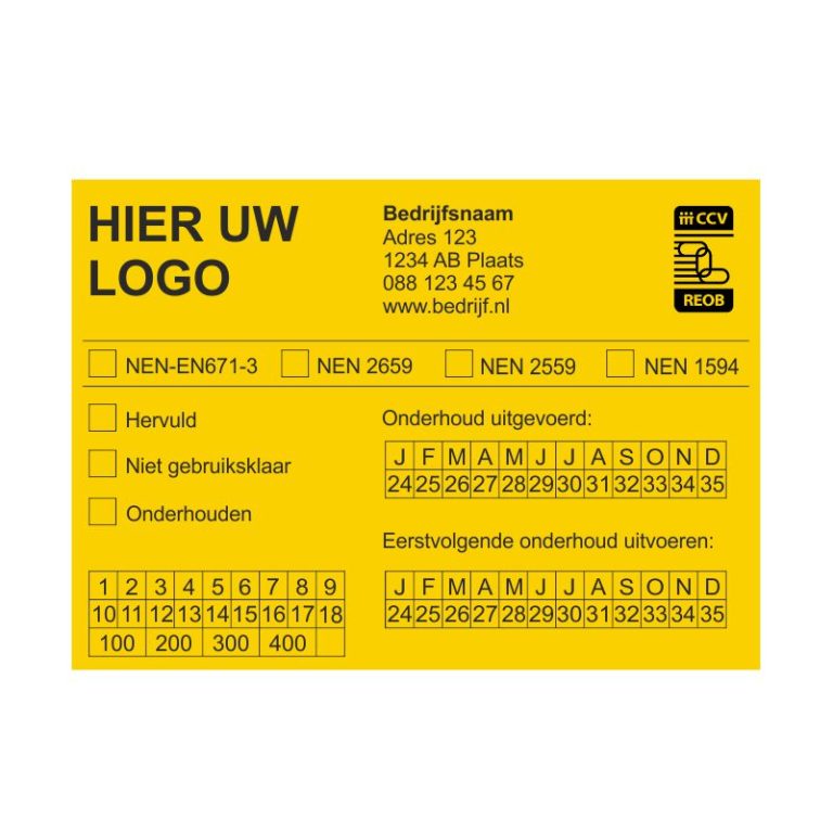 Keuringssticker - met eigen logo - Brandblusser - Kuyper Graveertechniek
