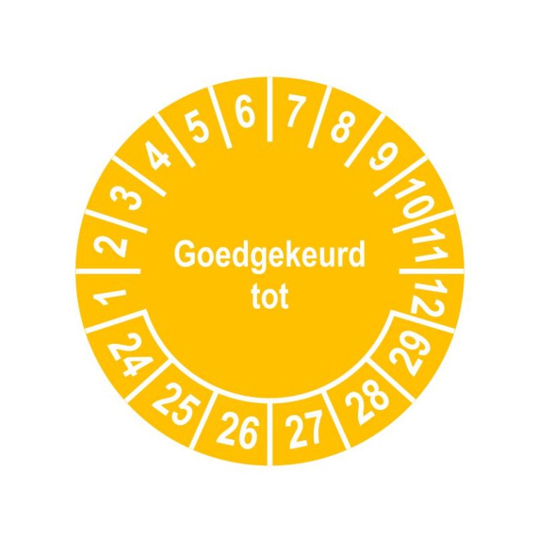 Keuringssticker 2024 - Goedgekeurd tot - Kuyper Graveertechniek