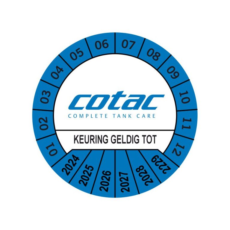 Keuringssticker - met eigen logo en kleur - Kuyper Graveertechniek