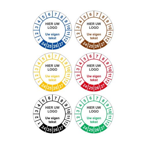 Keuringssticker met eigen logo en tekst - Rond - Kuyper Graveertechniek