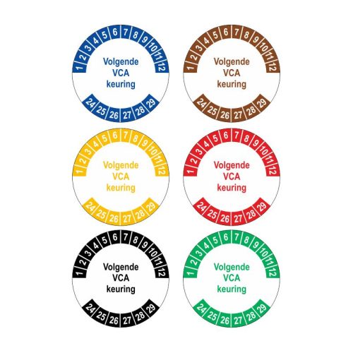Keuringssticker VCA - Volgende keuring - Kuyper Graveertechniek
