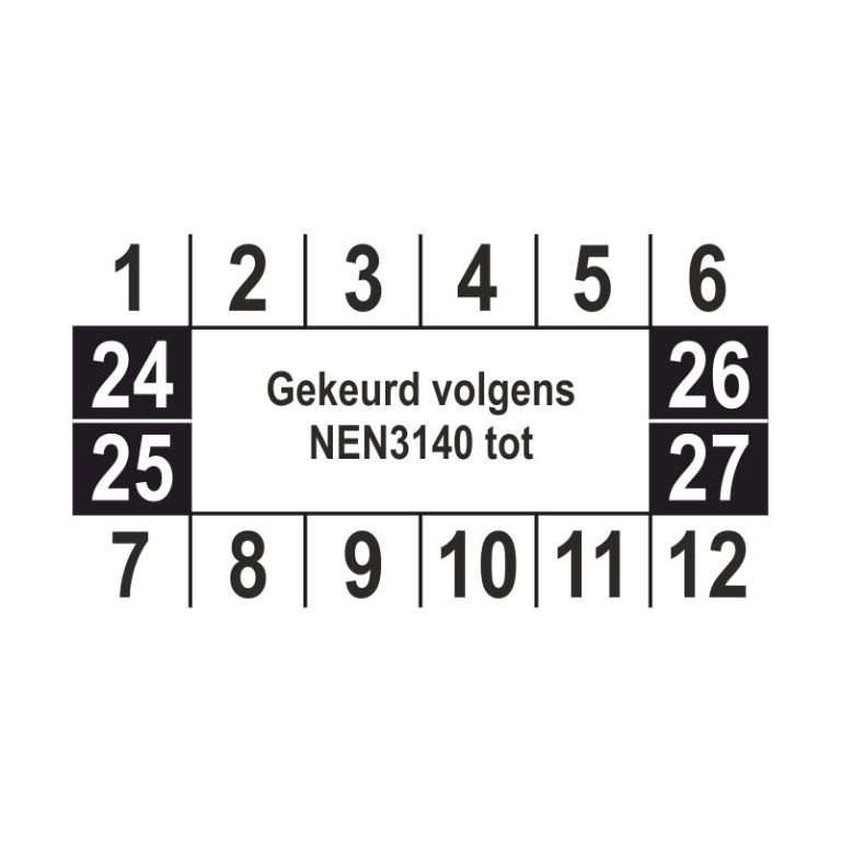 Keuringssticker - Zwart wit - Gekeurd volgens NEN3140 - Kuyper Graveertechniek